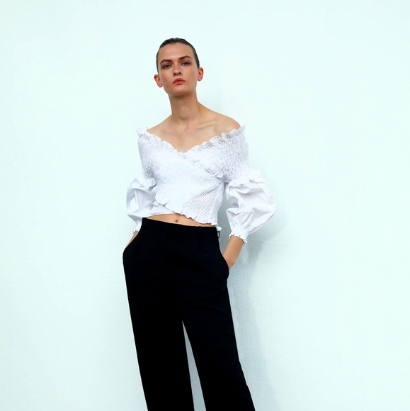 Zara | Tops | Zara Crop Top With Elastic Detail | Poshmark